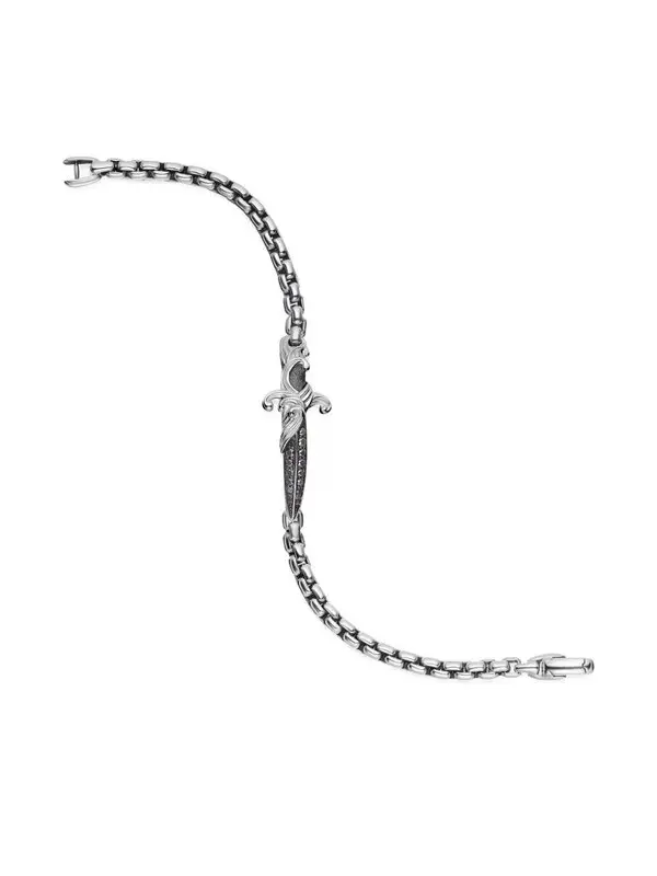 David Yurman Sterling Silver Waves Dagger Bracelet With Diamonds