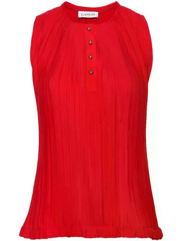 LANVIN Pleated Crepe De Chine Blouse - Red