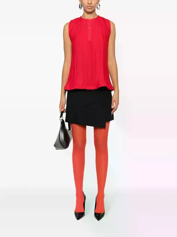LANVIN Pleated Crepe De Chine Blouse - Red