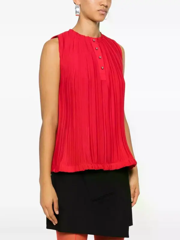 LANVIN Pleated Crepe De Chine Blouse - Red