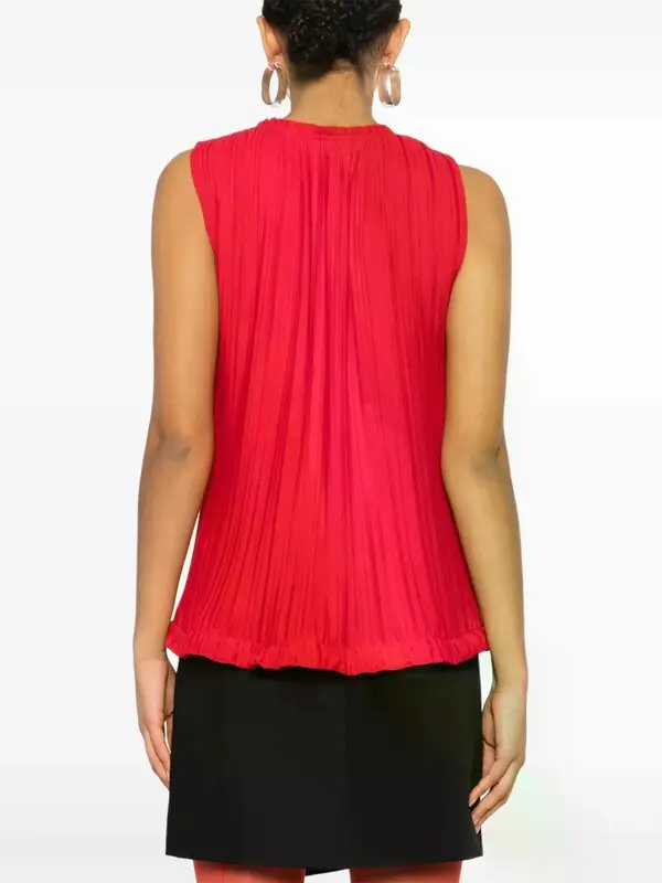 LANVIN Pleated Crepe De Chine Blouse - Red