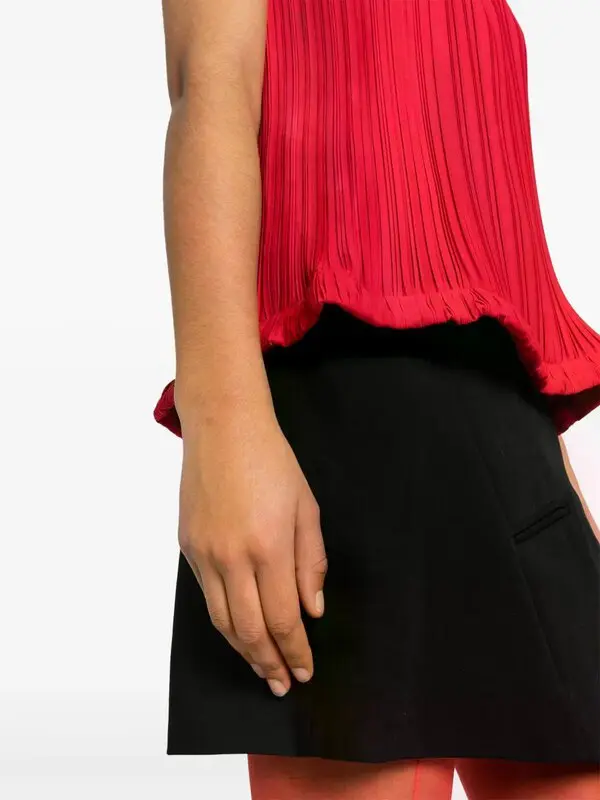 LANVIN Pleated Crepe De Chine Blouse - Red