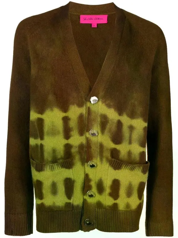 THE ELDER STATESMAN Tie-dye Print Cashmere Cardigan