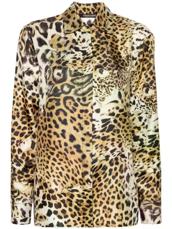 Roberto Cavalli Leopard-print Silk Shirt