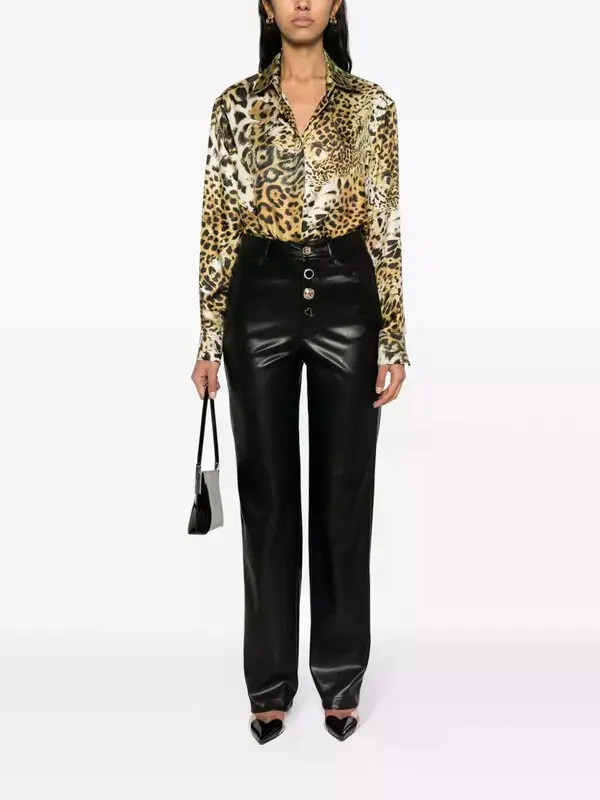 Roberto Cavalli Leopard-print Silk Shirt