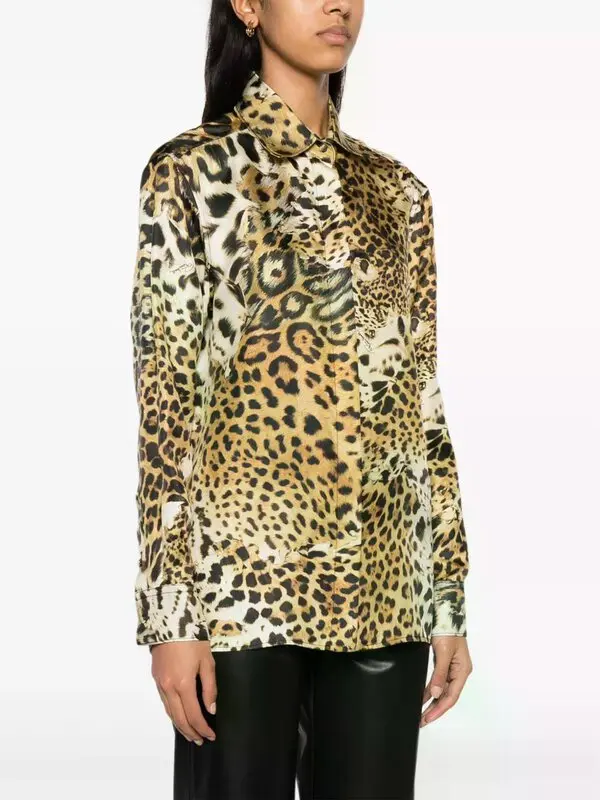 Roberto Cavalli Leopard-print Silk Shirt