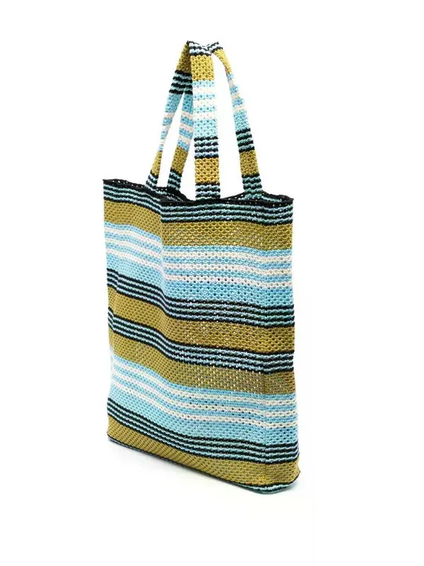 LANVIN Striped Crochet Cotton Tote Bag