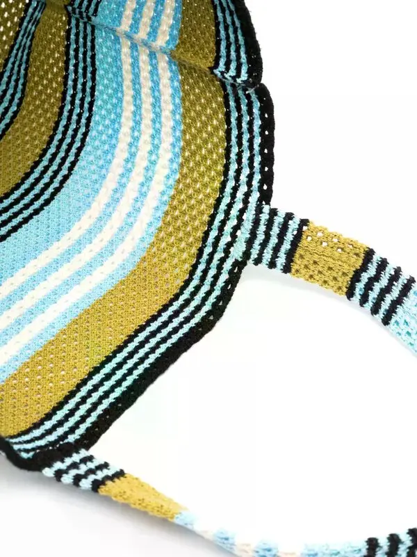 LANVIN Striped Crochet Cotton Tote Bag