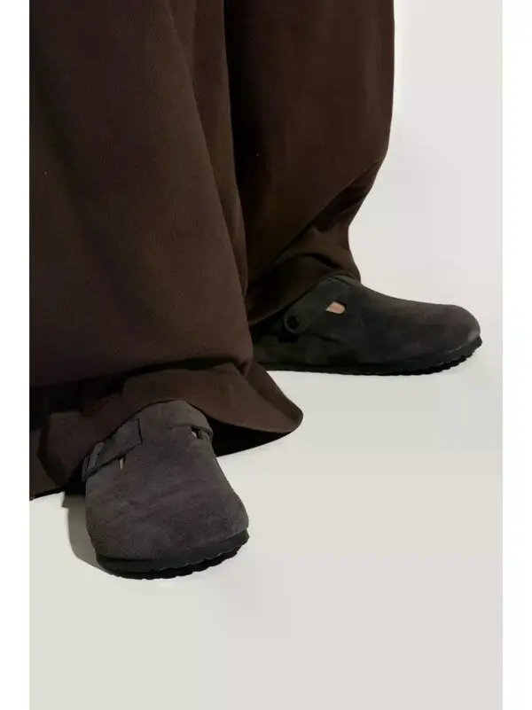BIRKENSTOCK Boston Calf Suede Clogs - Grey