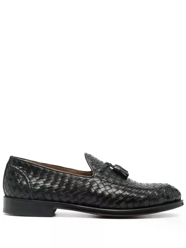 DOUCAL'S Interwoven Leather Loafers - Black
