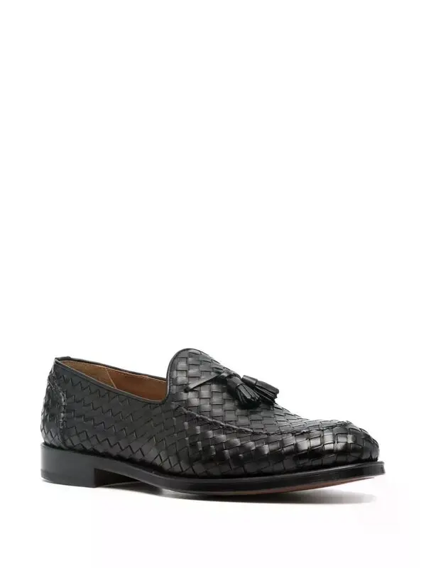 DOUCAL'S Interwoven Leather Loafers - Black