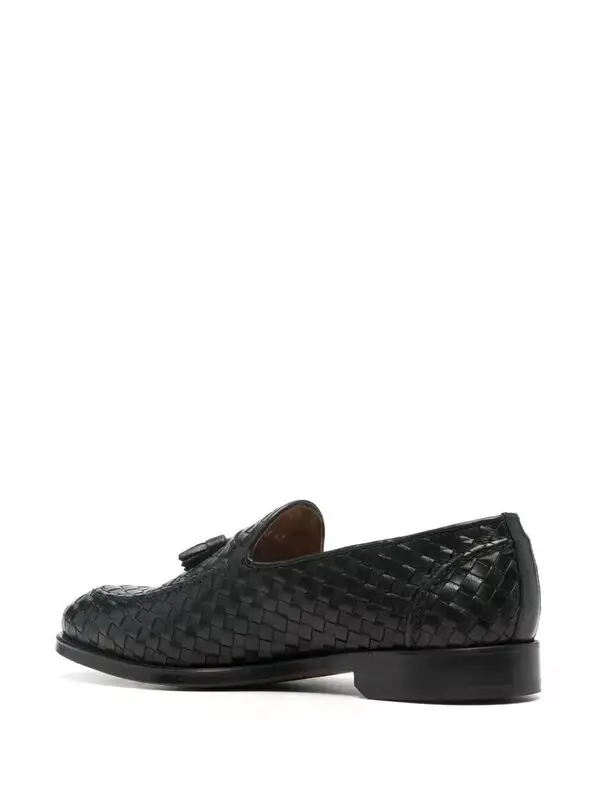DOUCAL'S Interwoven Leather Loafers - Black