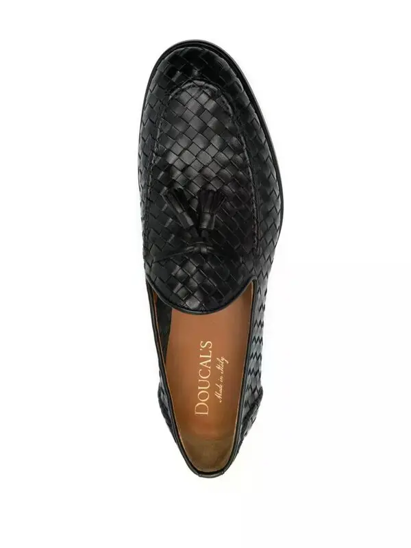 DOUCAL'S Interwoven Leather Loafers - Black