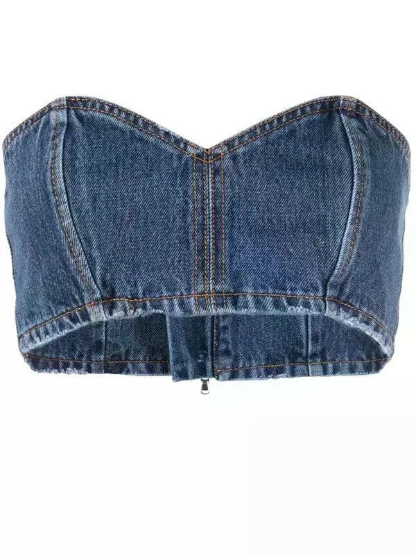 MONOT Denim Bandeau Top - Blue
