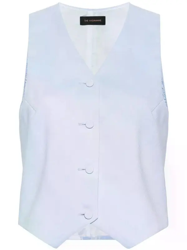 Andamane Crepe-textured Waistcoat - Blue