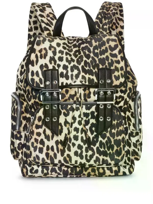 GANNI Leopard-print Backpack