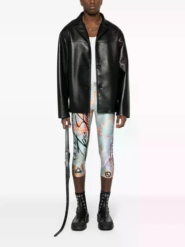 Acne Studios Marble Artwork-print Cropped Leggings