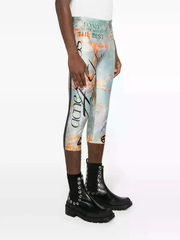 Acne Studios Marble Artwork-print Cropped Leggings