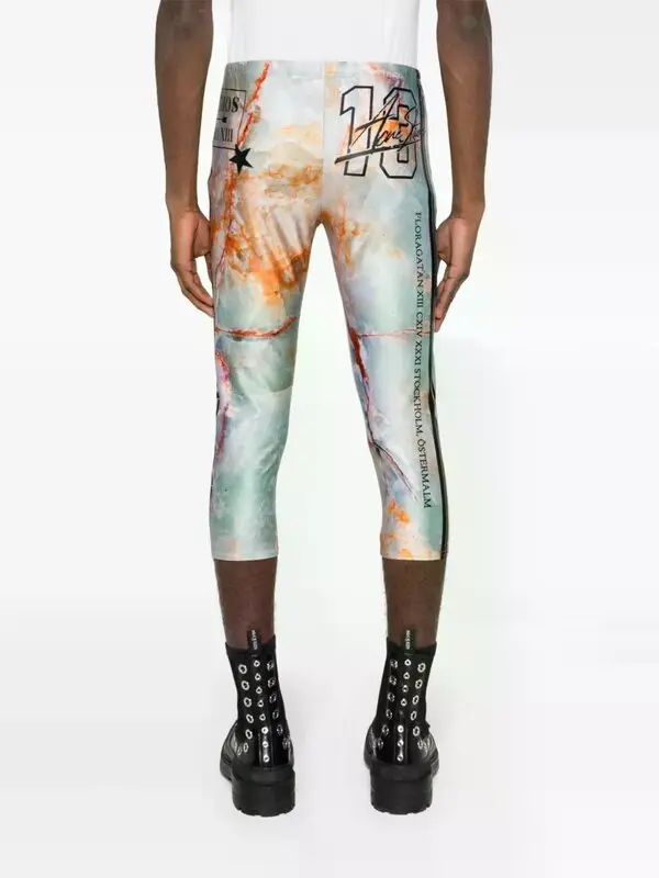 Acne Studios Marble Artwork-print Cropped Leggings