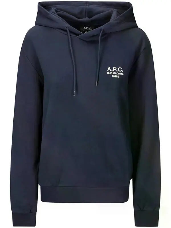 A.p.c. Logo-embroidered Hoodie - Blue
