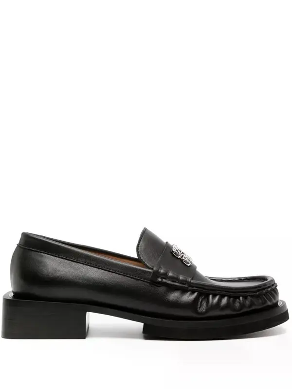 GANNI Butterfly-plaque Faux-leather Loafers