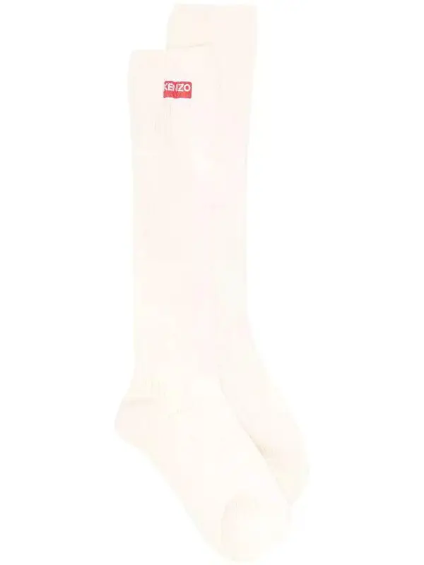 Kenzo Logo-patch Cotton-blend Socks - Neutrals