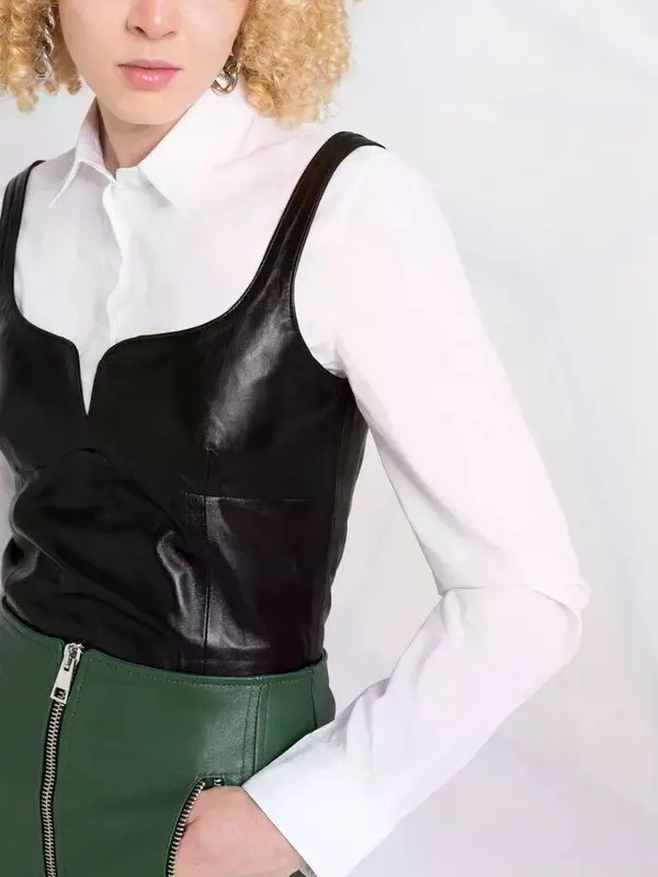 MANOKHI Cropped Leather Vest