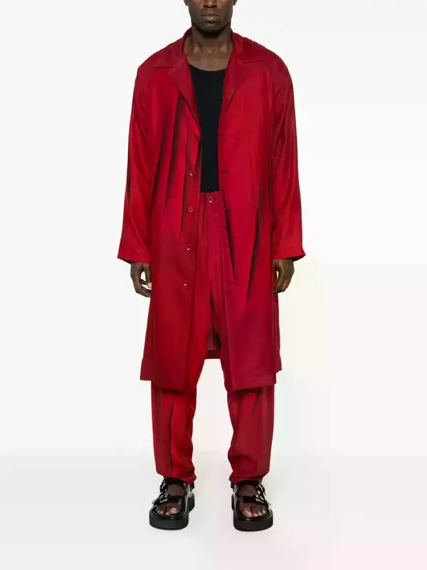Yohji Yamamoto Abstract-print Silk Coat