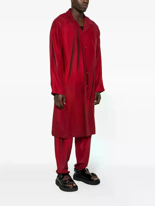 Yohji Yamamoto Abstract-print Silk Coat