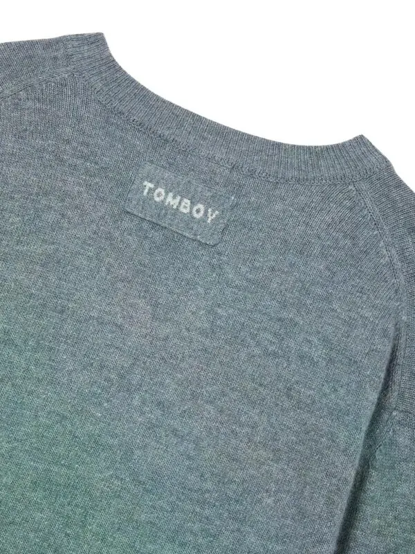STUDIO TOMBOY V-neck Jumper With Rear Logo Patch - Blue
