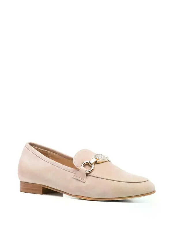 Casadei Suede Loafers With Crystal Embellishment