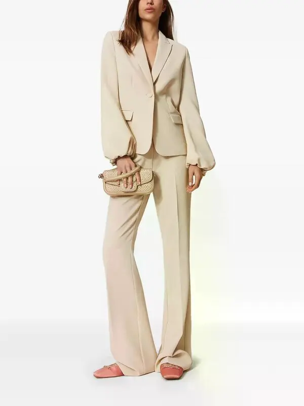 TWINSET Crêpe Flared Trousers - Neutrals