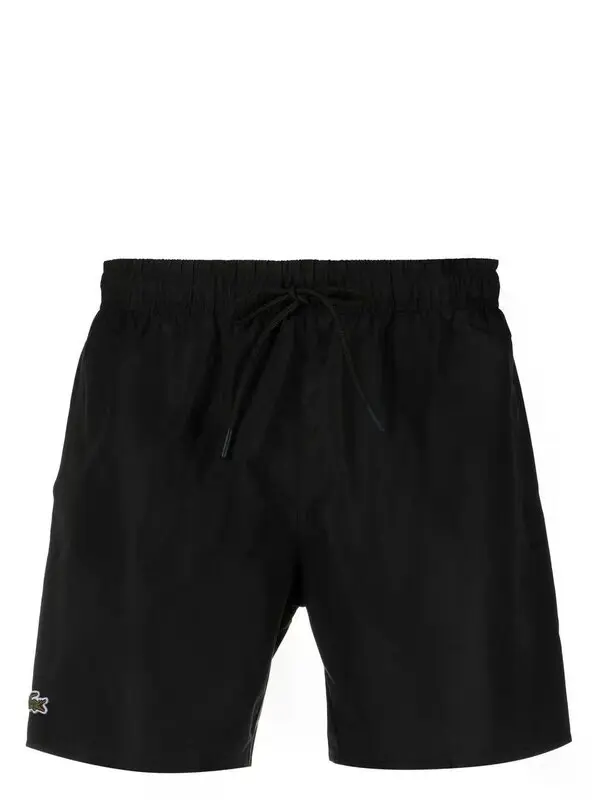 Lacoste Embroidered-logo Swim Shorts - Black