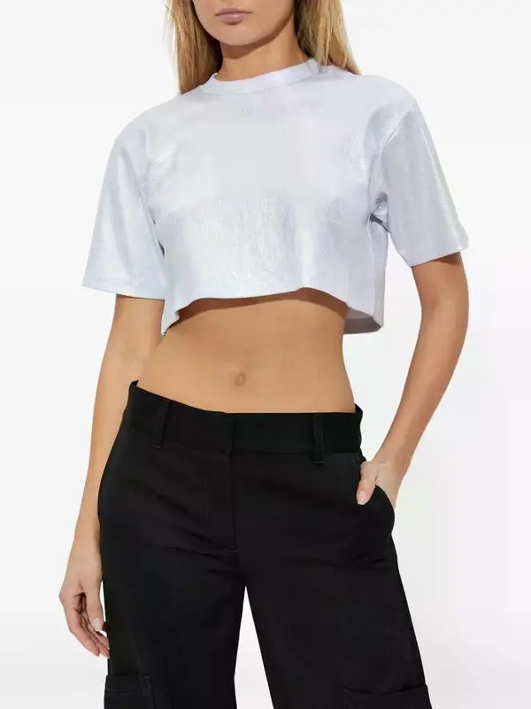 Off-White Logo-embroidered Cropped T-shirt