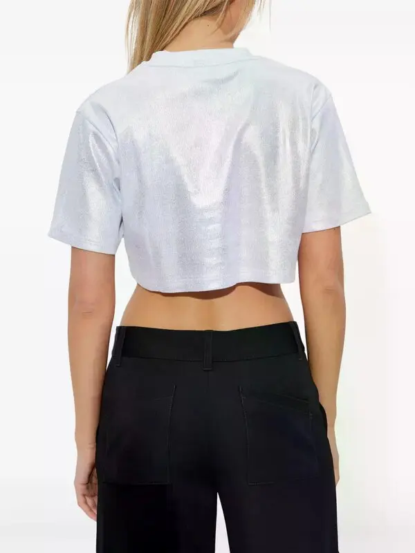 Off-White Logo-embroidered Cropped T-shirt
