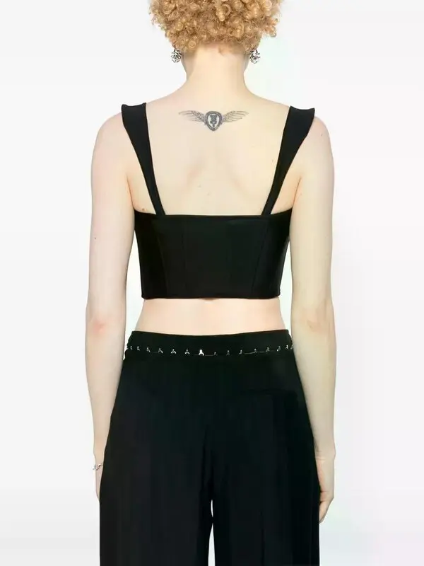 MUGLER Denim Cropped Corset - Black