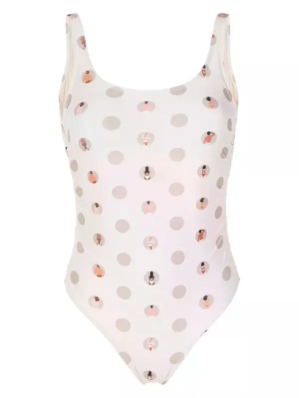 AMIR SLAMA Graphic-print Swimsuit - Neutrals