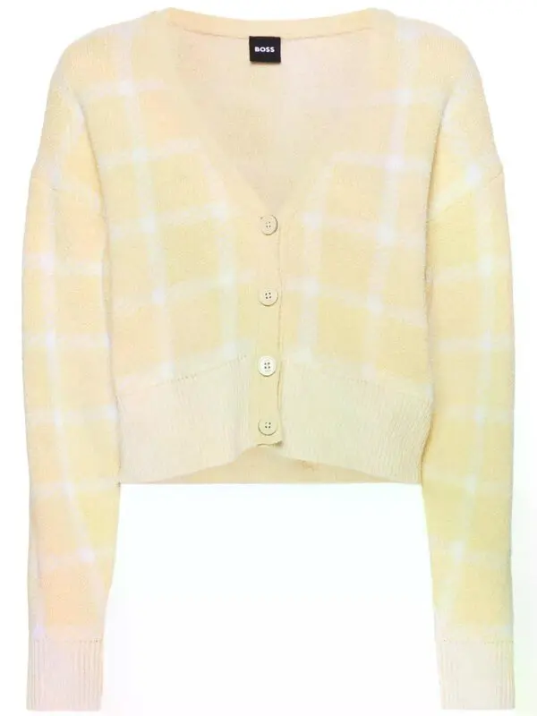 BOSS Tartan Knitted Cardigan - Neutrals