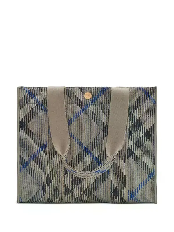 Burberry Check Knitted Tote Bag - Grey