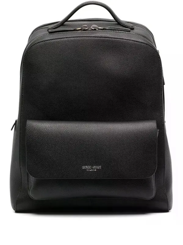 Giorgio Armani Logo-stamp Leather Backpack
