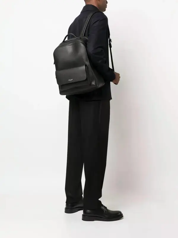 Giorgio Armani Logo-stamp Leather Backpack