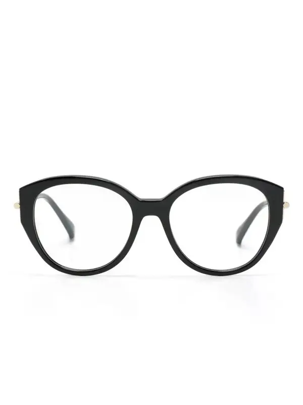 Max Mara Logo-engraved Round-frame Glasses - Black