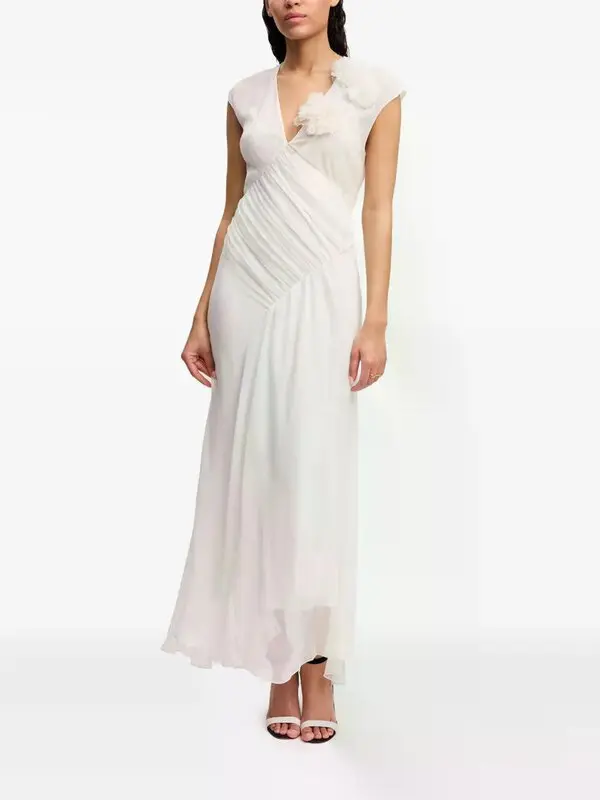 Alejandra Alonso Rojas Draped Chiffon Dress - Neutrals