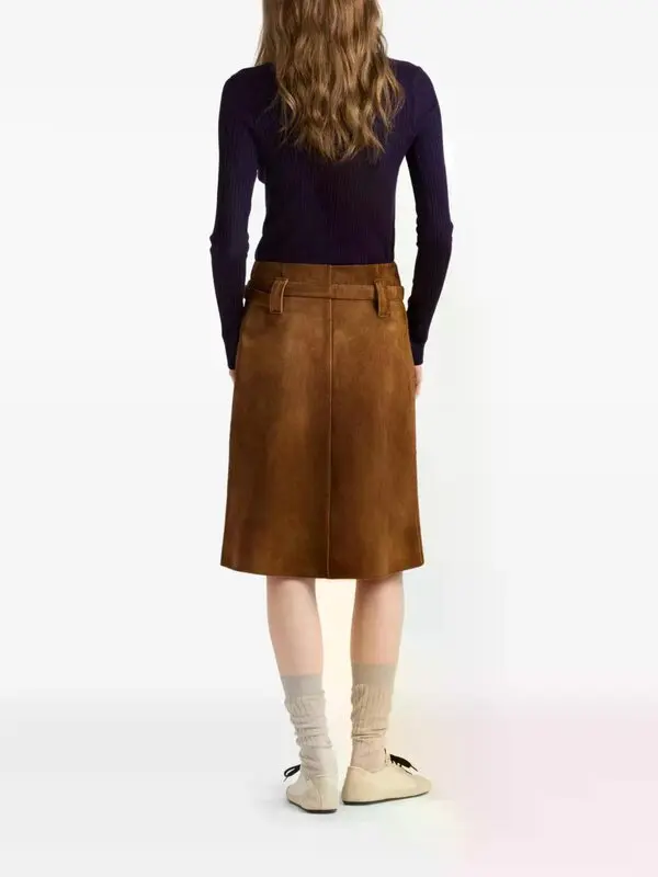 Prada Button-front Suede Skirt