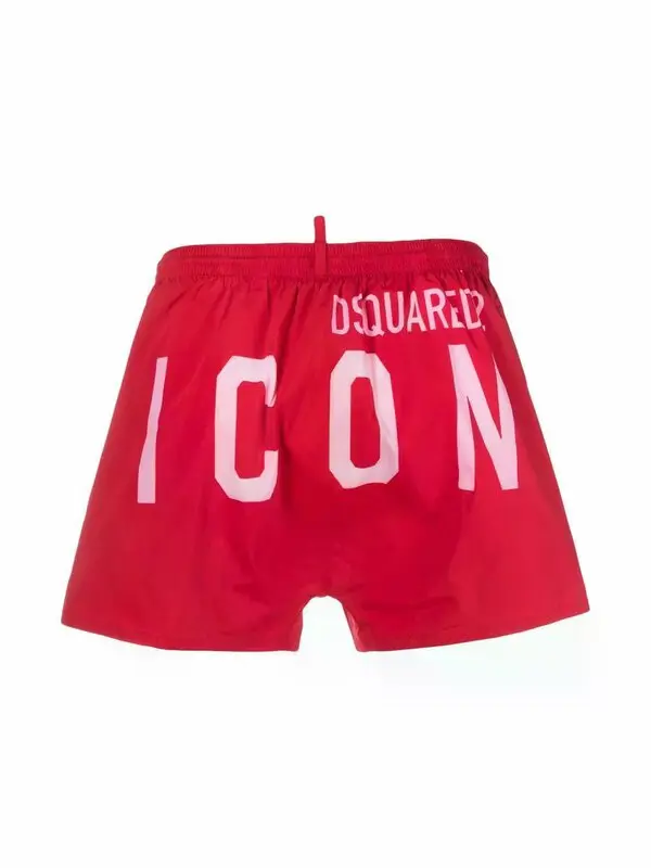 Dsquared2 Icon-print Drawstring Swim Shorts - Red