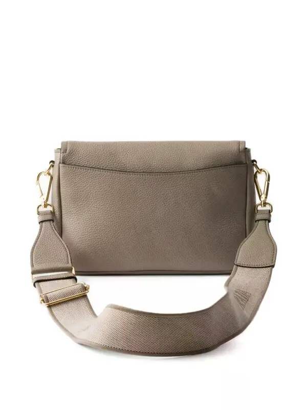 Prada Leather Shoulder Bag With Logo Lettering - Neutrals