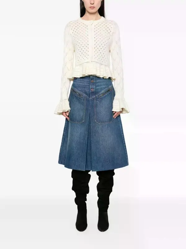 Chloé Open-knit Ruffled Cardigan