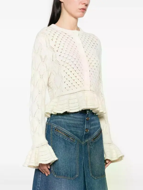 Chloé Open-knit Ruffled Cardigan