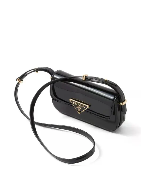Prada Logo-plaque Leather Shoulder Bag - Black