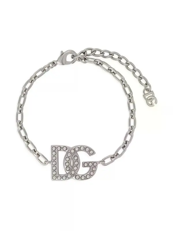 Dolce & Gabbana Chain-link Bracelet With Logo Charm - Silver